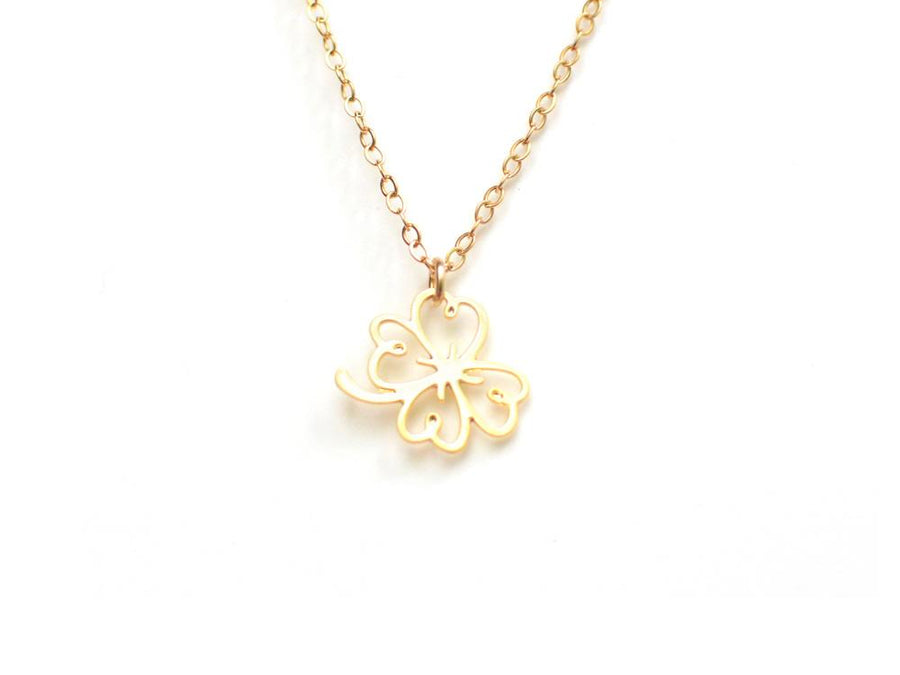 Clover Necklace - Hand Drawn - Brevity Jewelry - USA Made