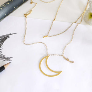 Pair of Crescents Shape Geometry Necklace - Brevity Jewelry